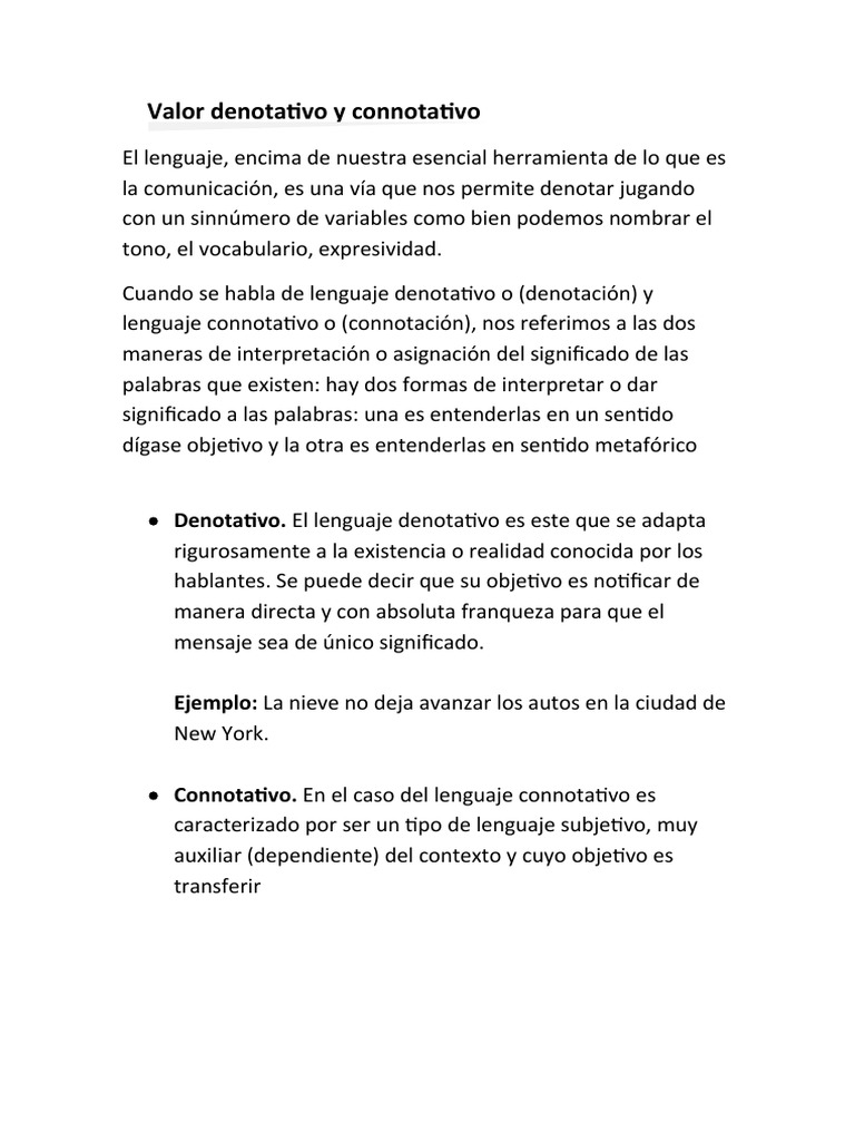 Valor Denotativo y Connotativo | PDF