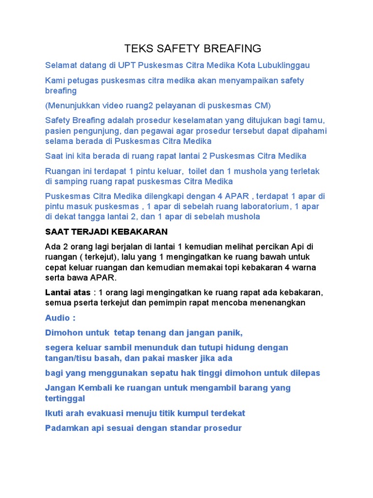 Teks Safety Breafing | PDF