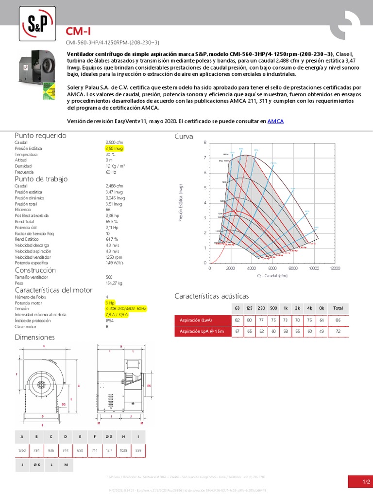 CMI 560 3HP4 1250rpm (208 230 3) 5426 | PDF | Tasas temporales | Cantidades fisicas