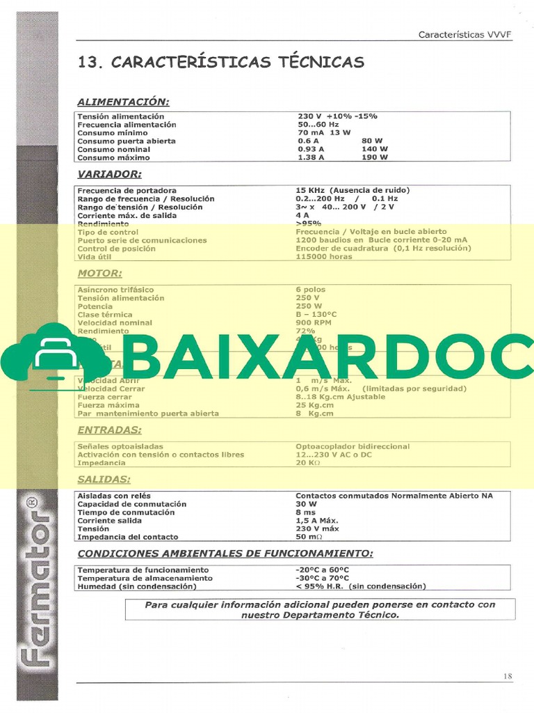 Fermator Manual Variador vvvf4 | PDF