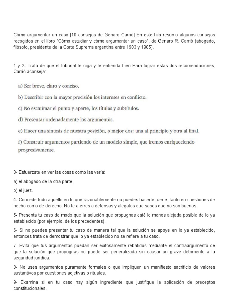 Consejos para argumentar un caso | PDF | Derecho