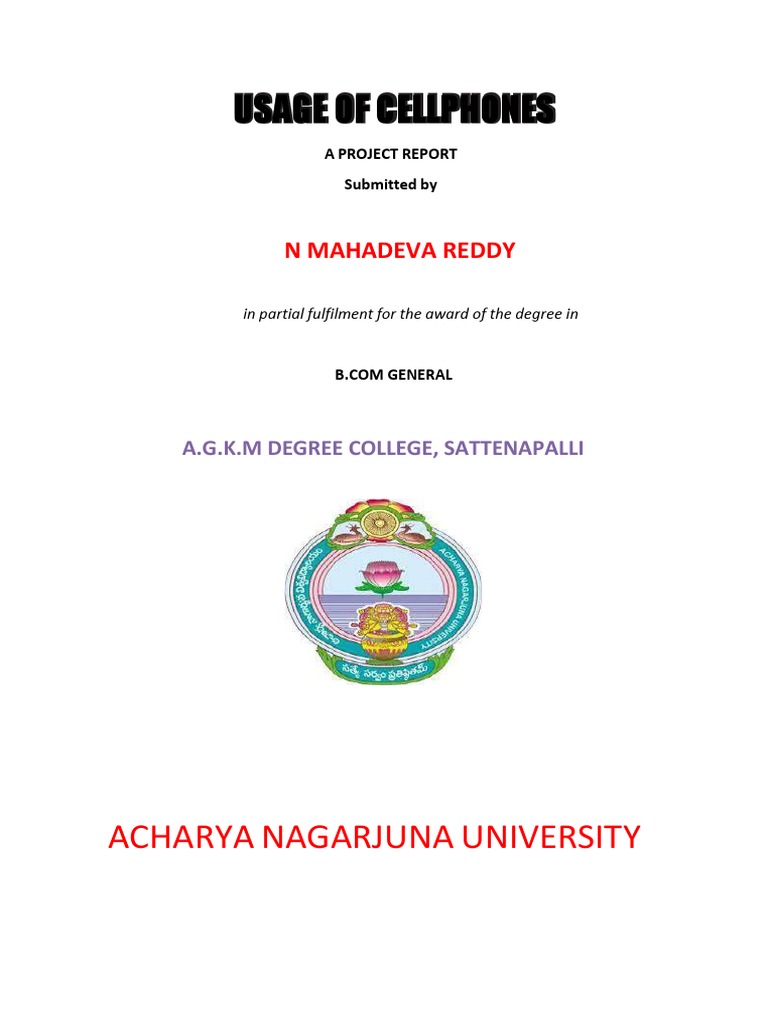 Usage of Mobiles Project Report Template (1) (1) - Compressed | PDF ...