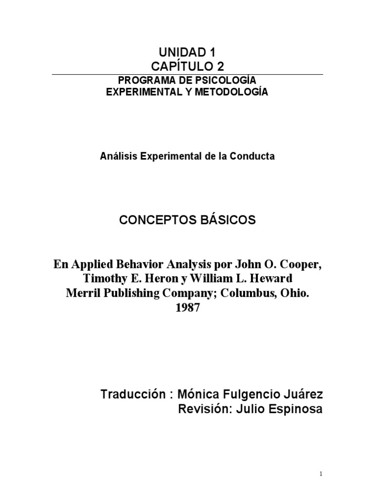 Análisis Experimental de la Conducta conceptos basicos | PDF | Reforzamiento | Modificación de ...
