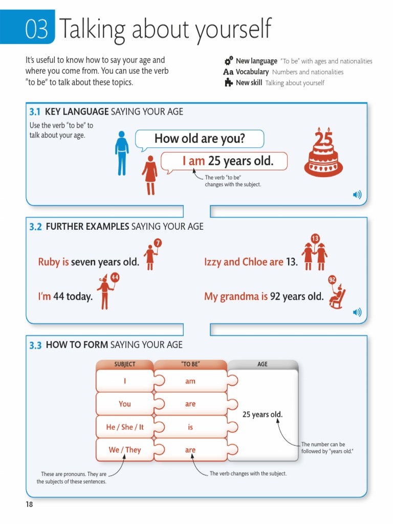 DK1. 03. VERB Present - To Be - Talking About Yourself, Numbers | PDF ...