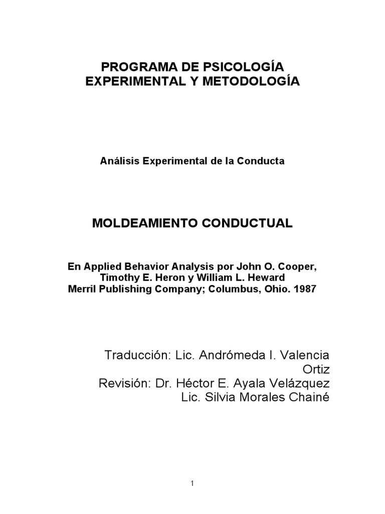 Análisis Experimental de La Conducta Moldeamiento Conductual ...