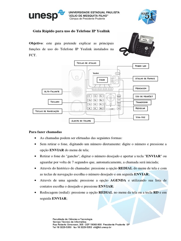 4-Manual VoIP Yealink IB | PDF | Telefone | Voz sobre IP (VoIP)