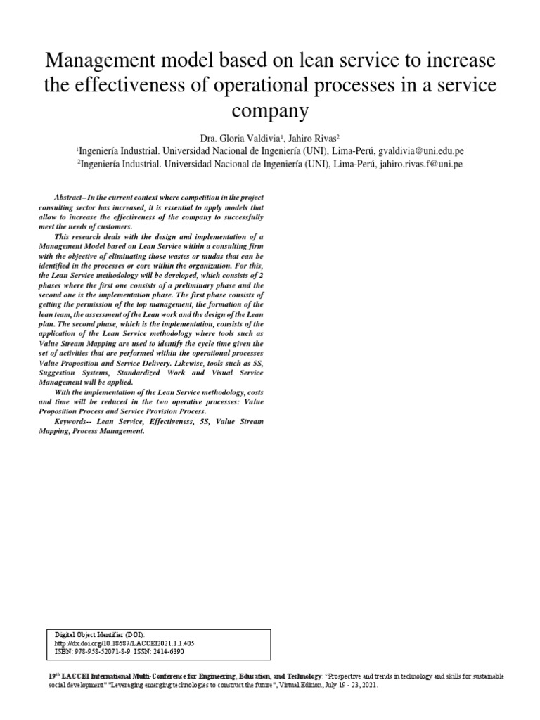 Modelo de Gestión Basado en Lean Service para | PDF | Lean ...