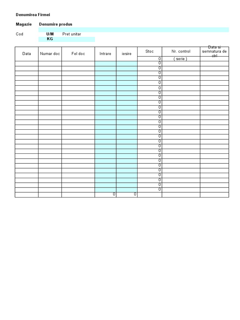 Fisa Magazie MODEL | PDF
