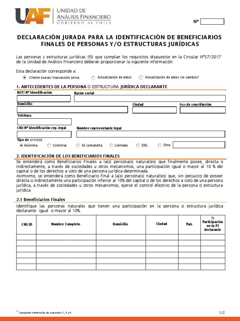 Declaracion Jurada UAF | PDF | Justicia | Crimen y violencia