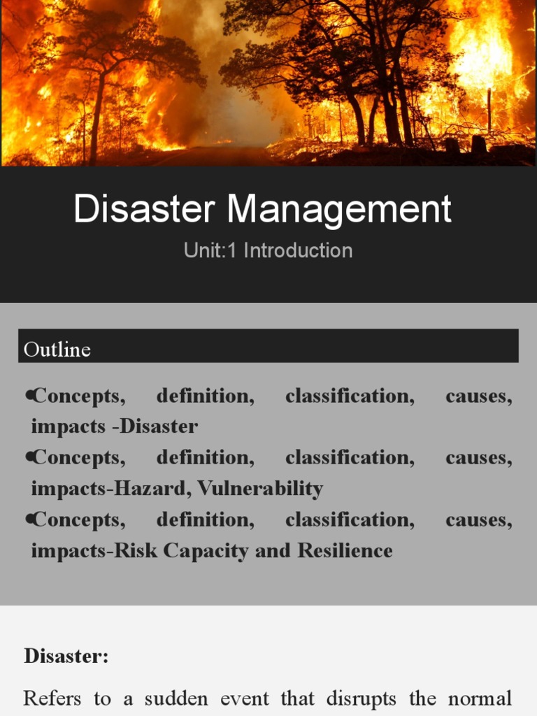 Unit 1 - Introduction - Disaster Management | PDF | Hazards | Natural Disasters