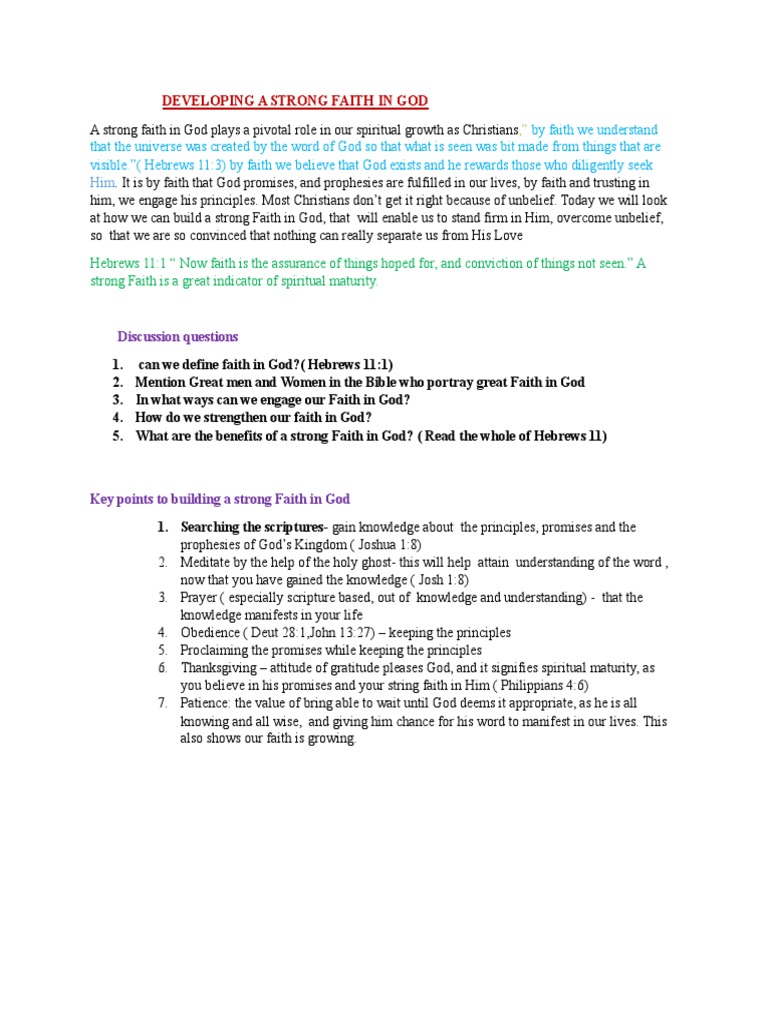 Building Strong Faith in God | PDF