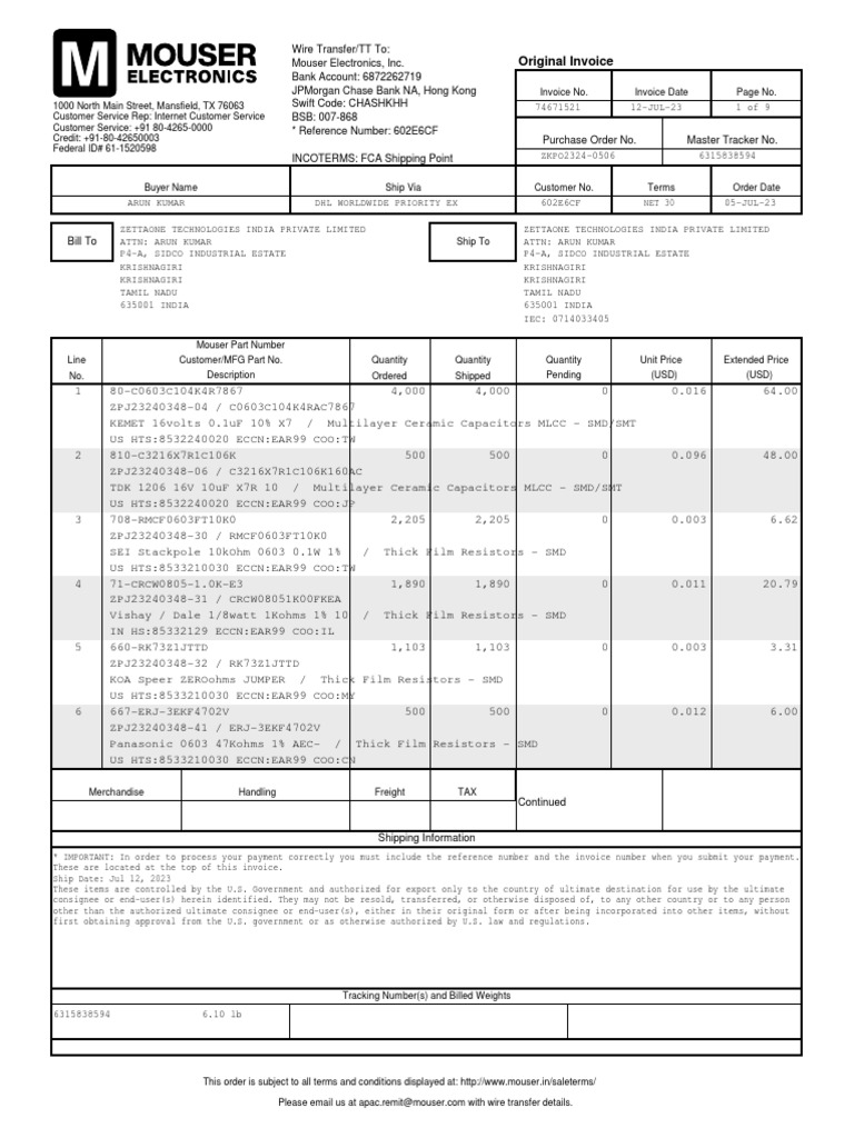 Zettaone Technologies Invoice Details | PDF | Invoice | Wire Transfer