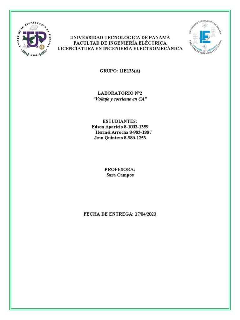 Informe Lab-C3 2 Edson | PDF | Energia electrica | Corriente eléctrica