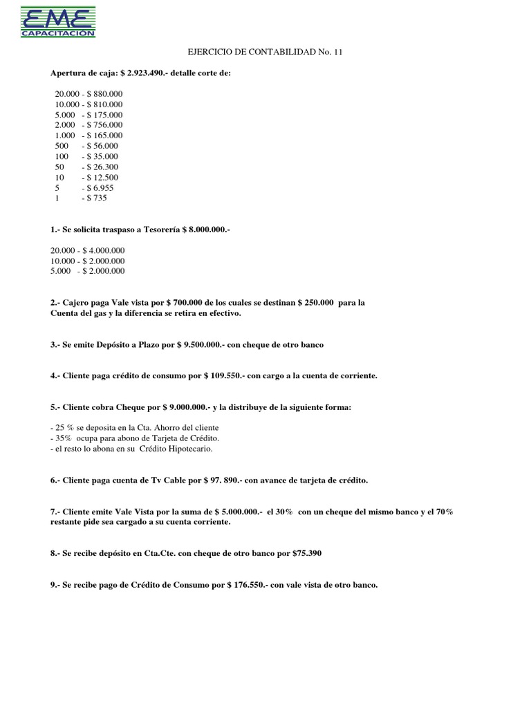 Contabilidad - Ejercicio 11 (Transacciones Con Proceso Interno) | PDF