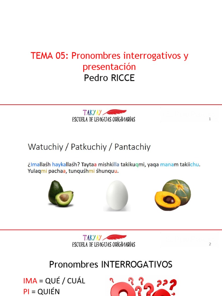Tema 05 Pronombres Interrogativos y Presentación | PDF