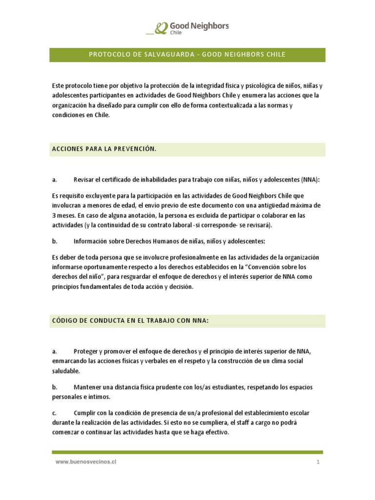 Protocolo de Protección Infantil | PDF | Chile | Justicia