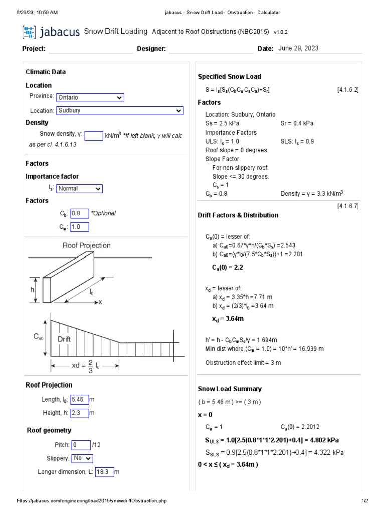 Snow Drift Load Calculator Guide | PDF
