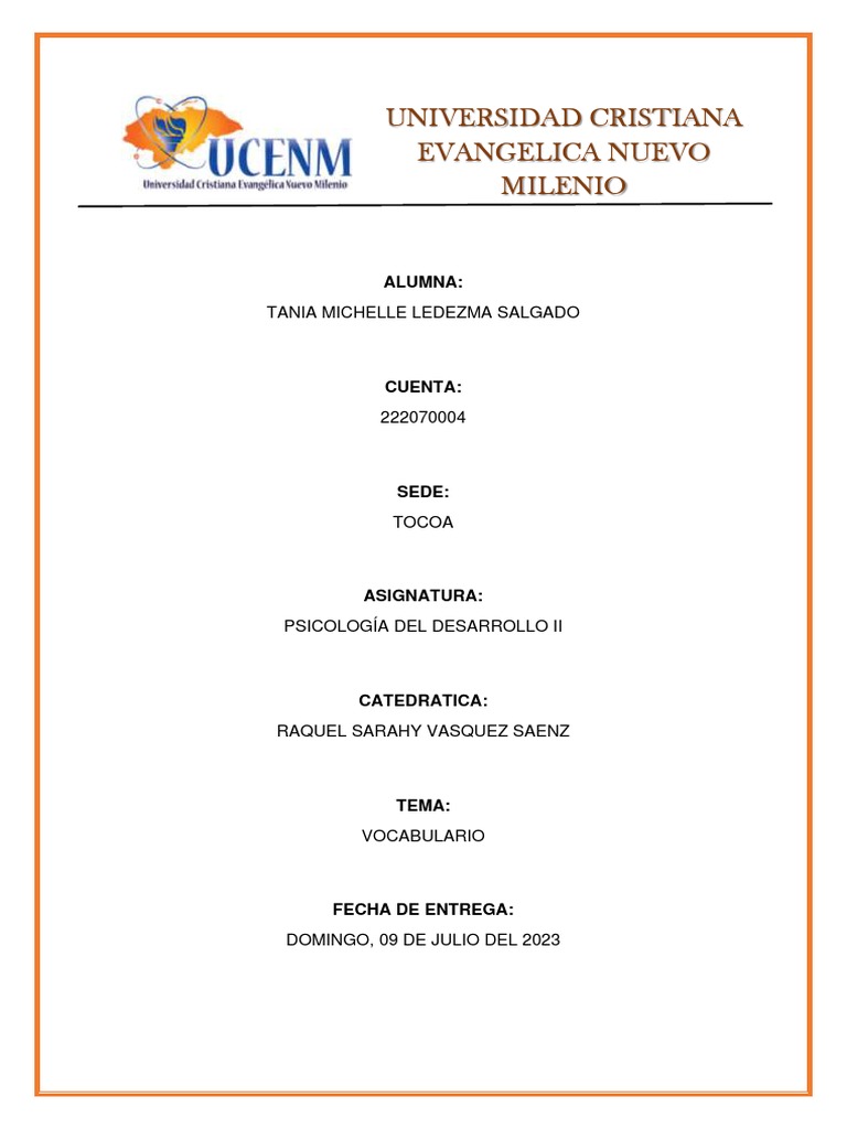 Ledezma - T - U4 - Vocabulario | PDF | Sicología | Vejez