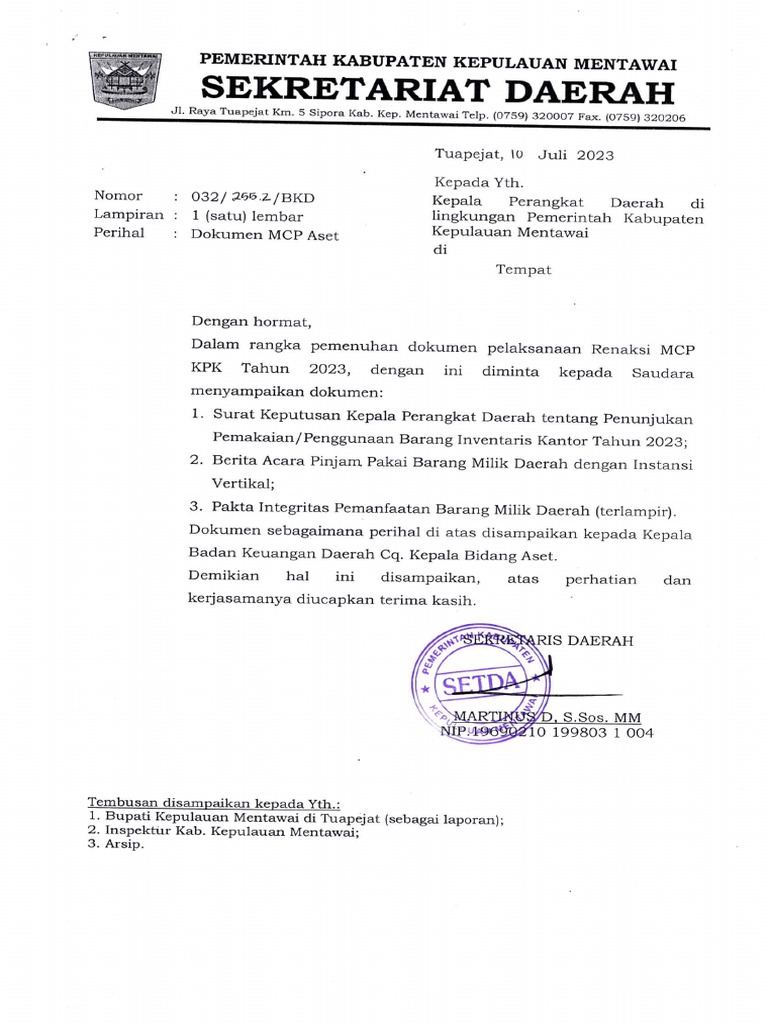 Surat Permintaan Dokumen MCP | PDF