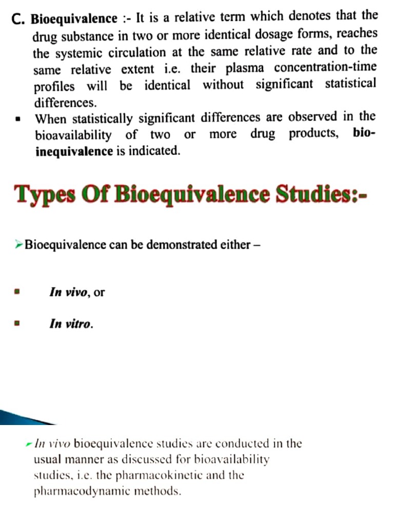 Bio Equivalence Stdy Design | PDF | Pharmacokinetics | Bioavailability