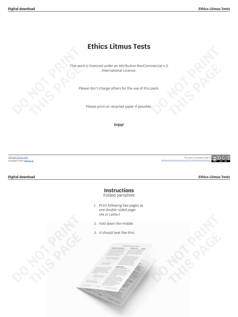 Ethics Litmus Tests Web | PDF