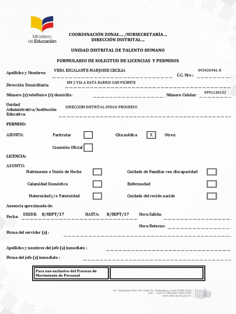 Formato de Solicitud de Permisos y Licencias | PDF