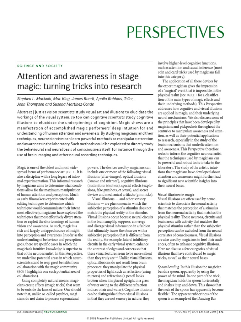 Attention and Awareness in Stage Magic t-4 | PDF | Magic (Illusion) | Attention
