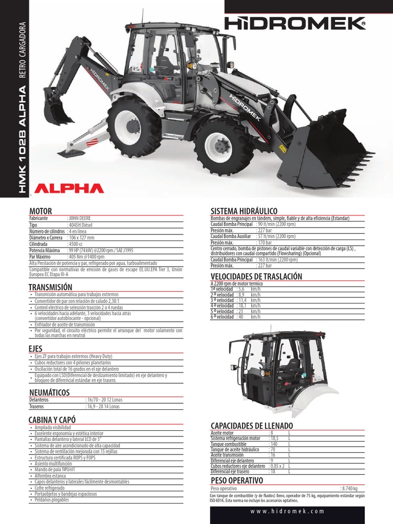 Hydromek BackHoe Loader 102B Specalog | PDF | Bienes manufacturados ...