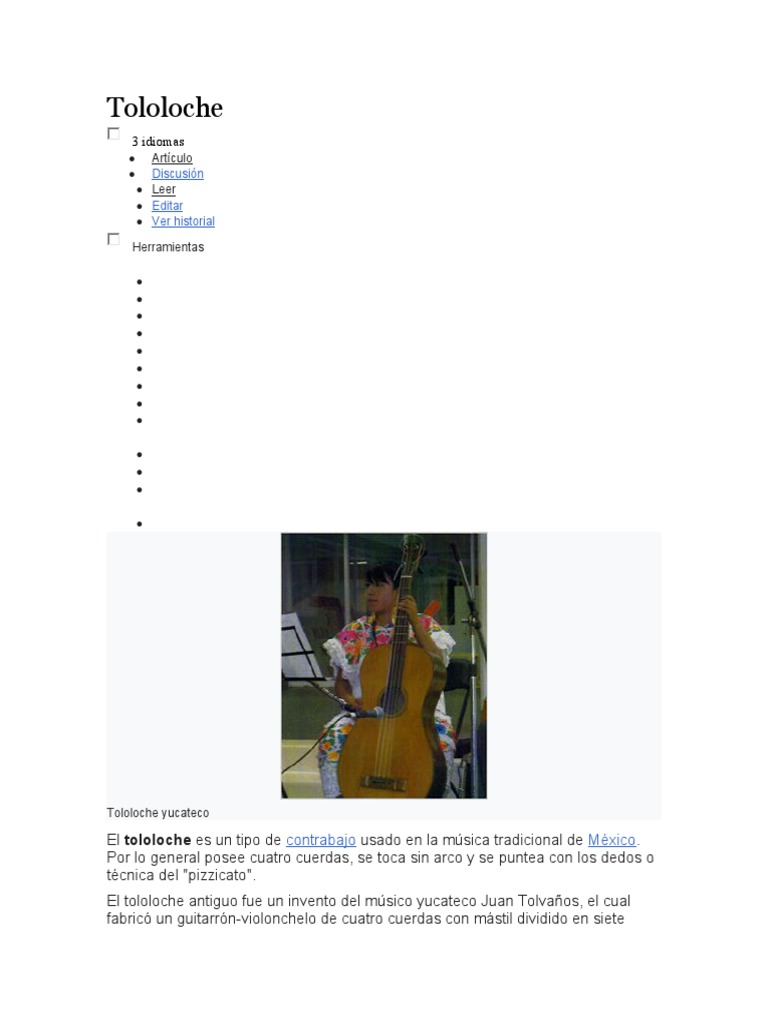 Tololoche | PDF | Instrumentos musicales | Tecnología musical