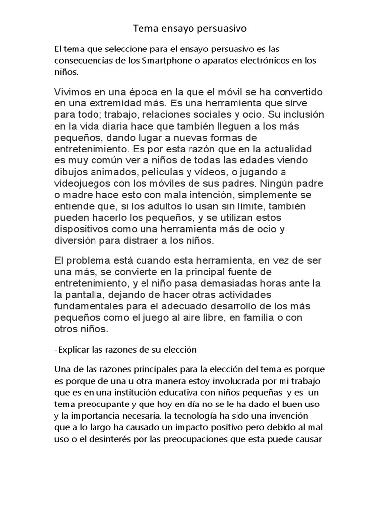 Tema Ensayo Persuasivo | PDF | Ensayos