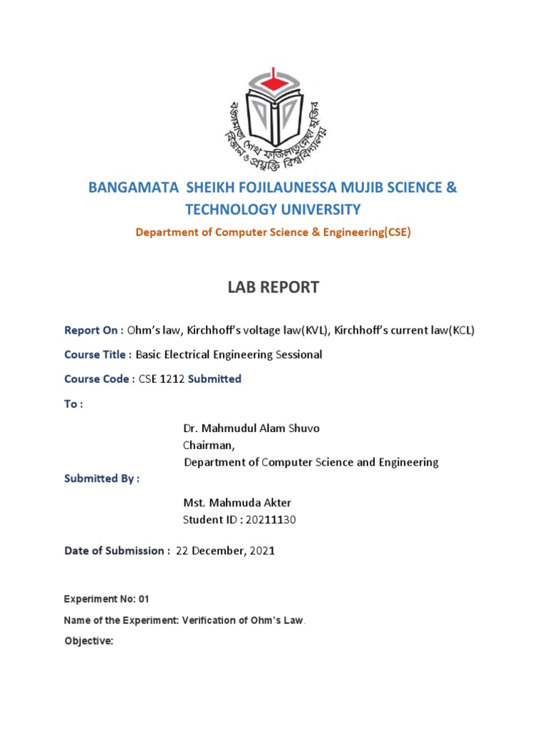 Basic Electrical Lab Report | Download Free PDF | Voltage | Electrical Network