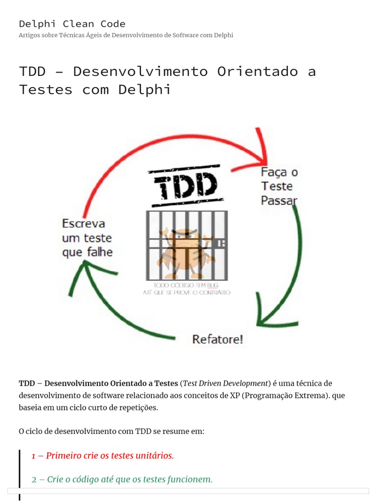 TDD - Desenvolvimento Orientado A Testes Com Delphi - Delphi Clean Code ...