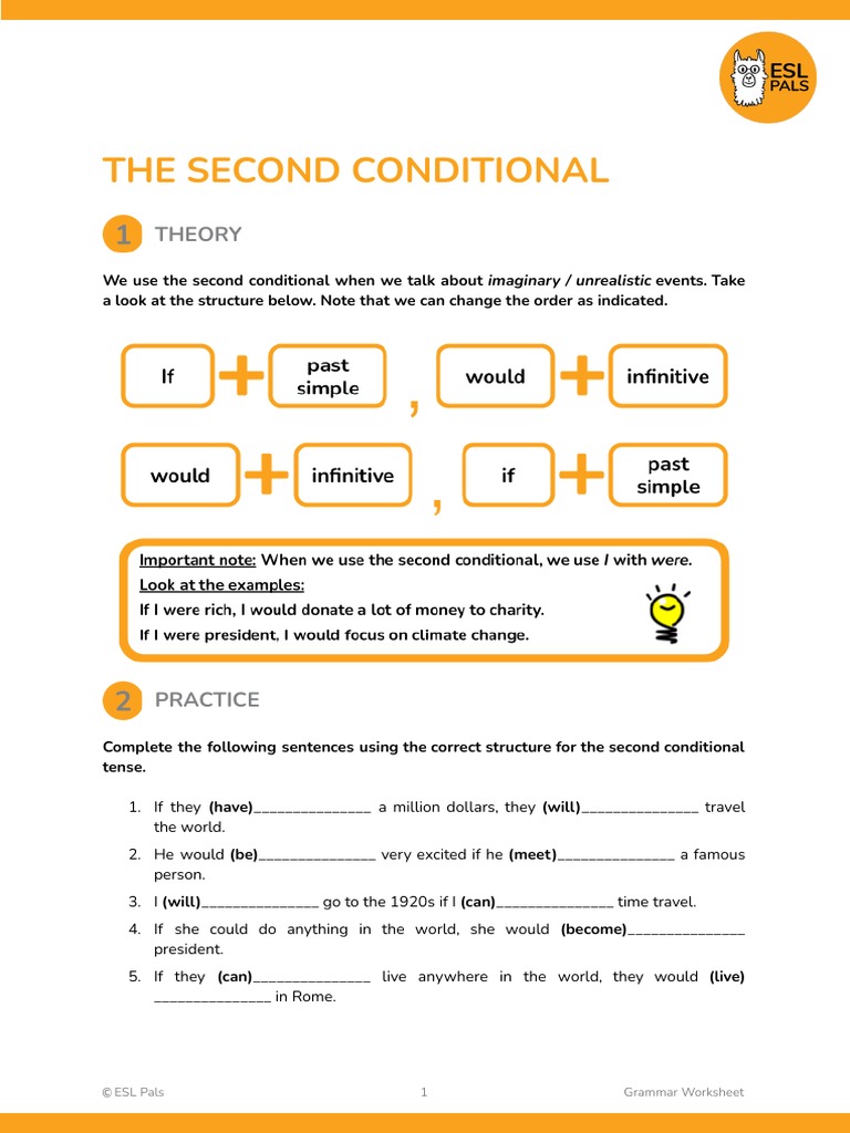 Second Conditional Grammar Worksheet | PDF | Grammar | Cognitive Science