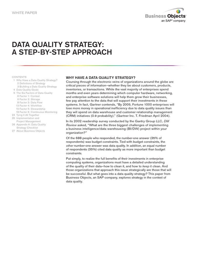 Data Quality Strategy - A Step by Step Approach | PDF | Strategic ...