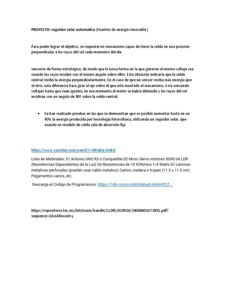 Solar Tracker Arduino | PDF