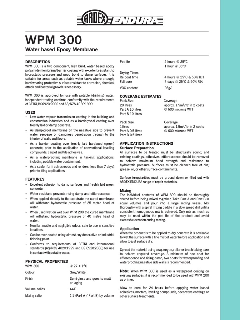 WPM 300 TDS | PDF | Epoxy | Building Engineering