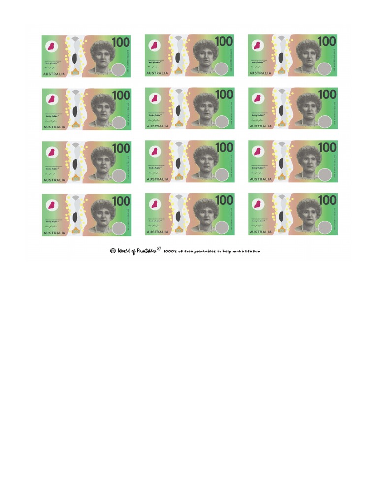Australian-100-Dollars-Printable-Play-Money Conv | PDF