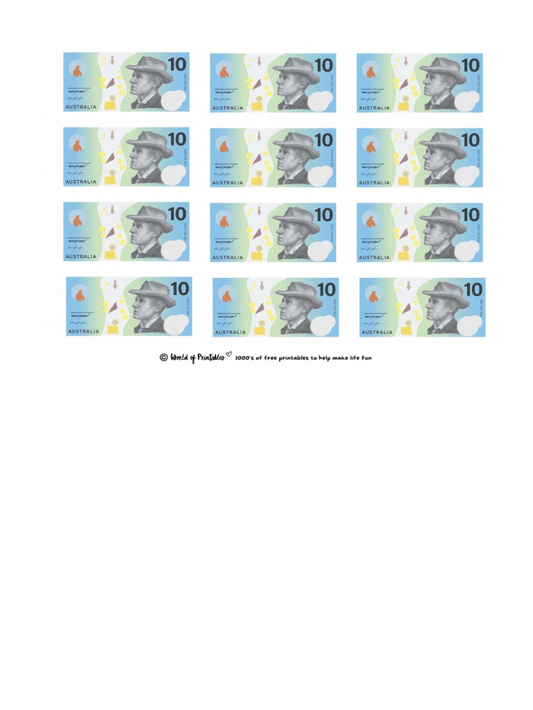 Australian-10-Dollars-Printable-Play-Money Conv | PDF