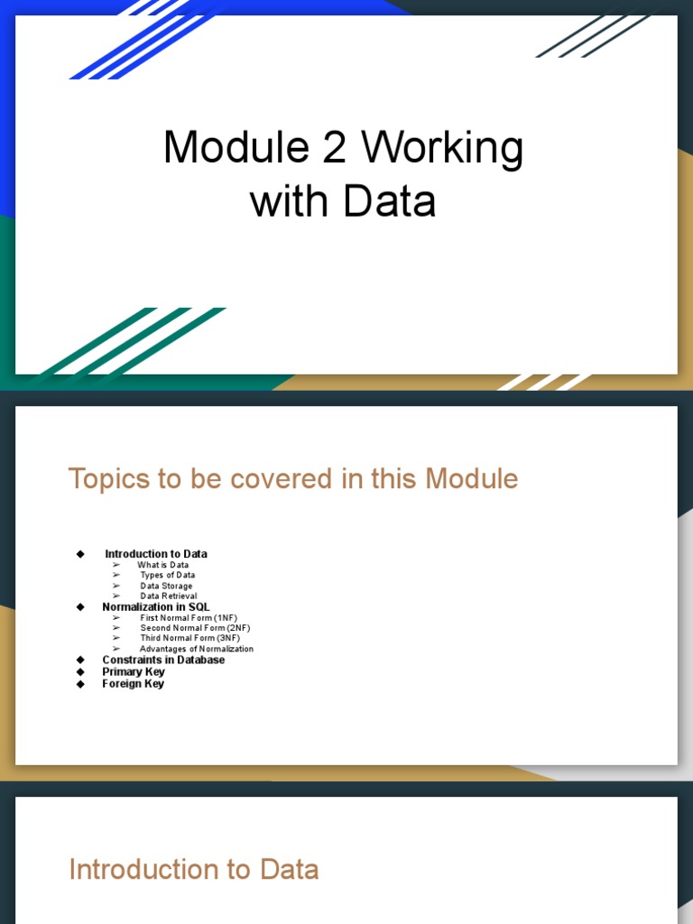 Module 2 - Working With Data | PDF | Relational Database | Information ... Module 2 - Working With Data | PDF | Relational Database | Information ...