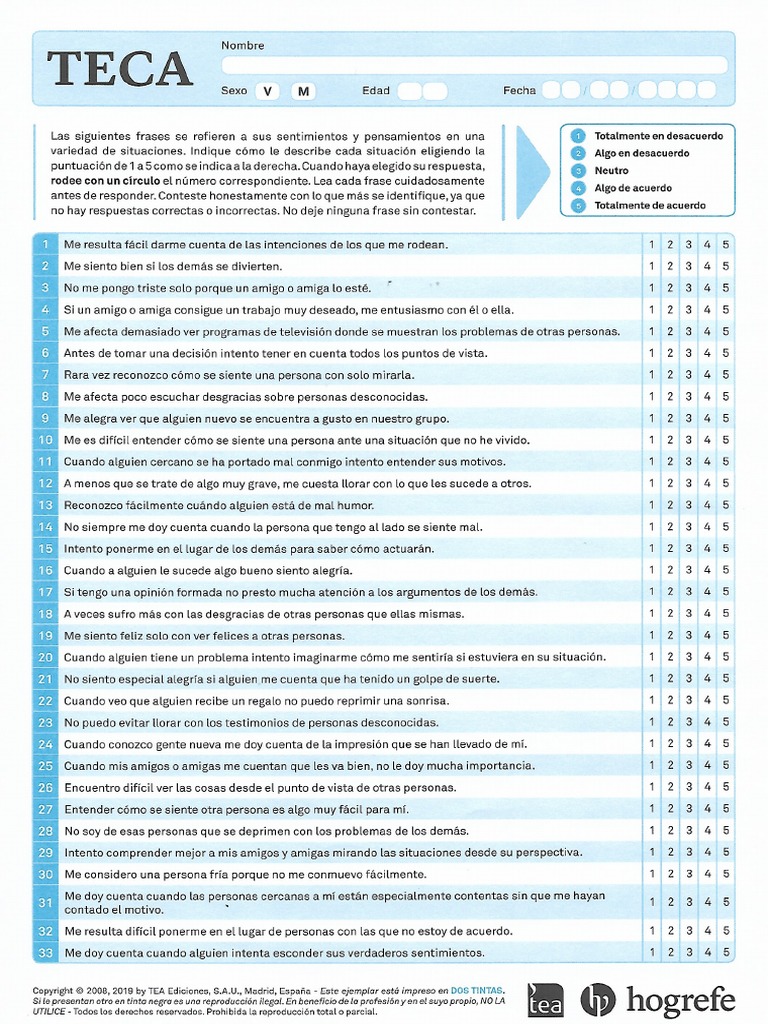 Cuestionario TECA | PDF