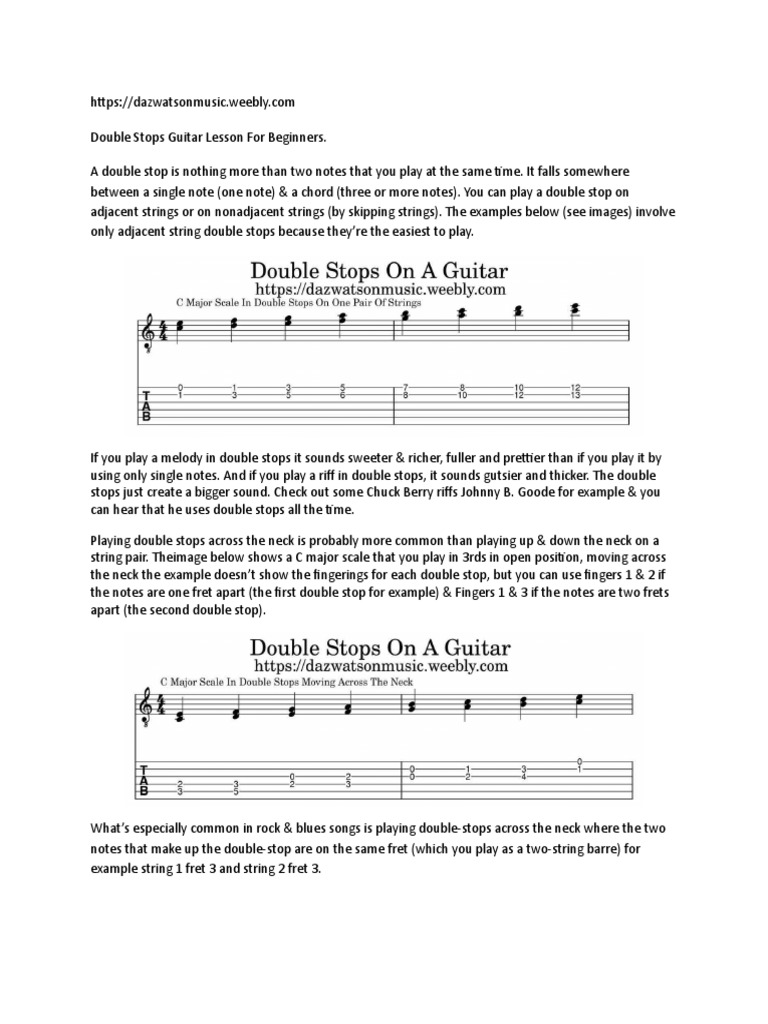 Double Stops Guitar Lesson for Beginners | PDF | Art