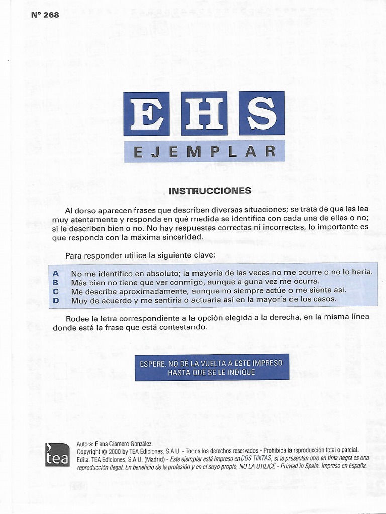 Hoja Respuestas EHS | PDF