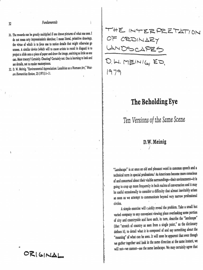 1.1 The Beholding Eye - D. W. Meinig | PDF