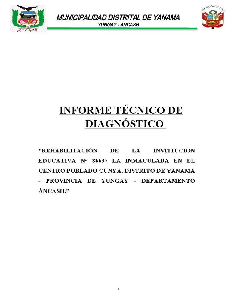 Informe Diagnostico Cunya - Yanama | PDF | edificio | Ingeniería de Edificación