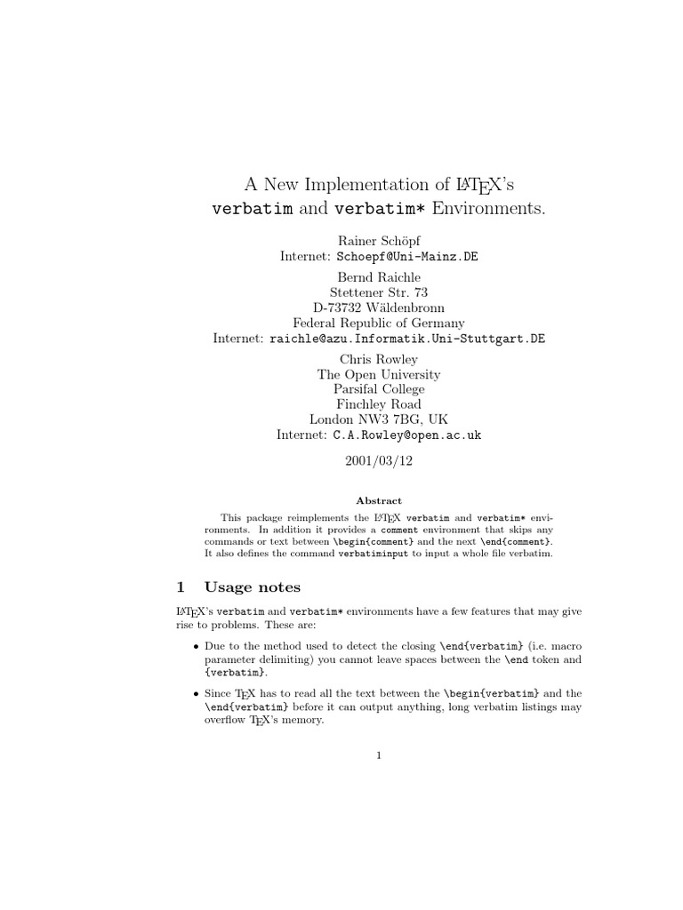 Verbatim Pdf Te X Macro Computer Science