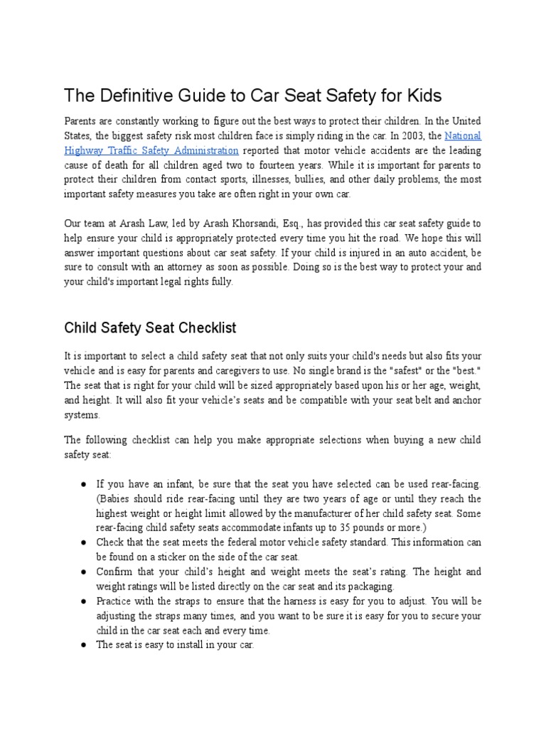 Blog - The Definitive Guide To Car Seat Safety For Kids | PDF | Transport