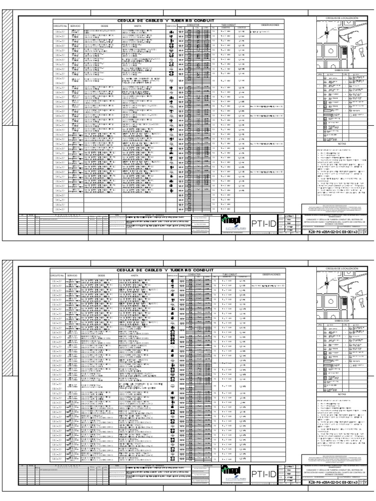 Pti-Id: Cedula de Cables Y Tuberias Conduit | PDF