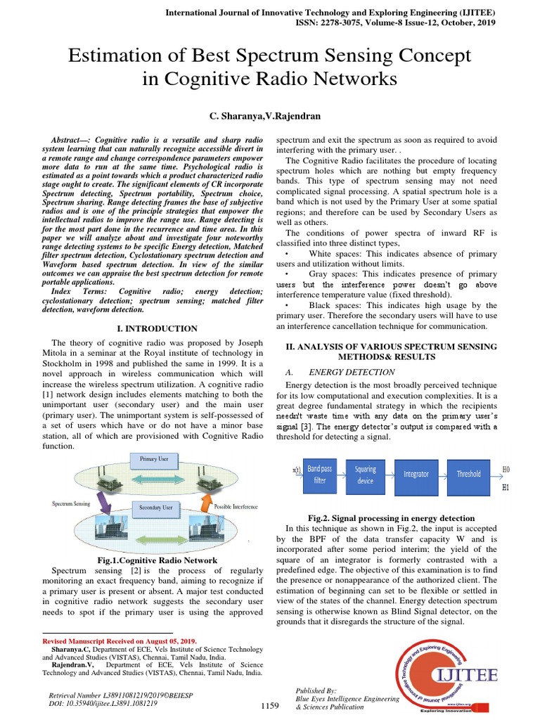 Estimation Of Best Spectrum Sensing Concept In Cognitive Radio Networks