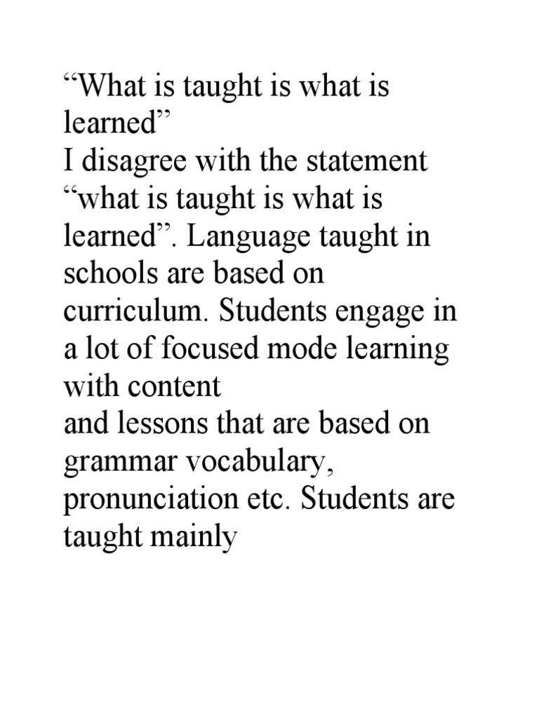 What Is Taught Is What Is Learned | PDF | Language Acquisition ...