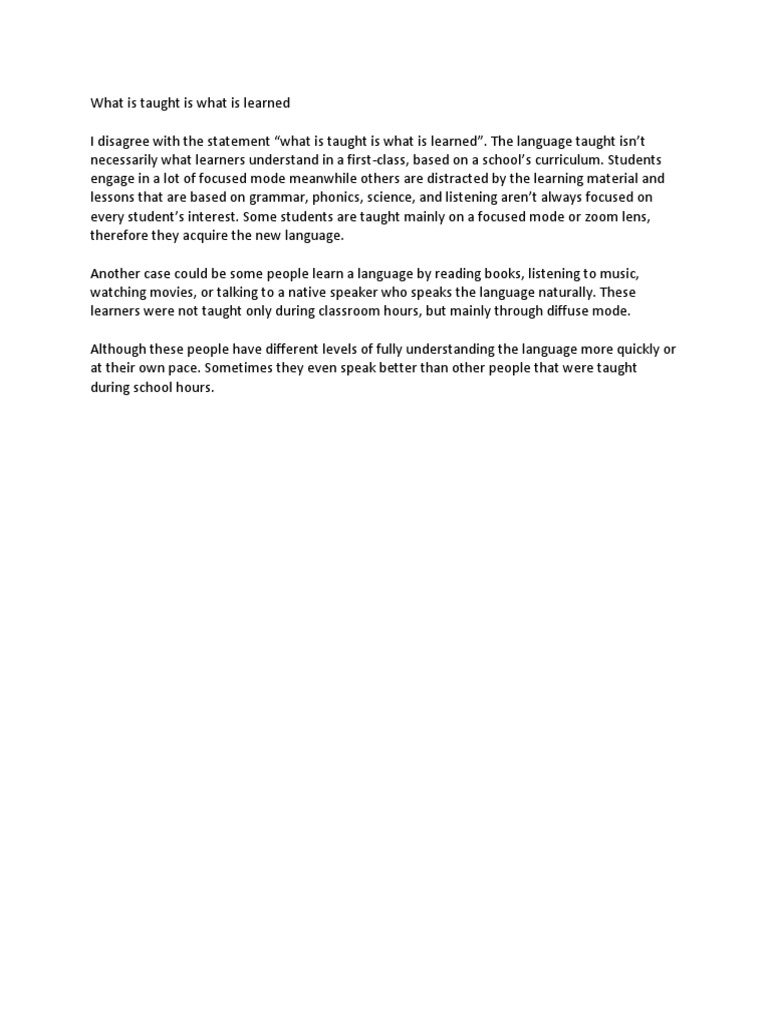 What Is Taught Is What Is Learned | PDF